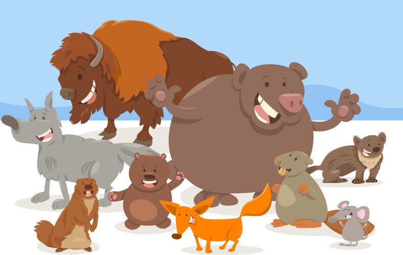 Wild animals set cartoon Royalty Free Vector Image