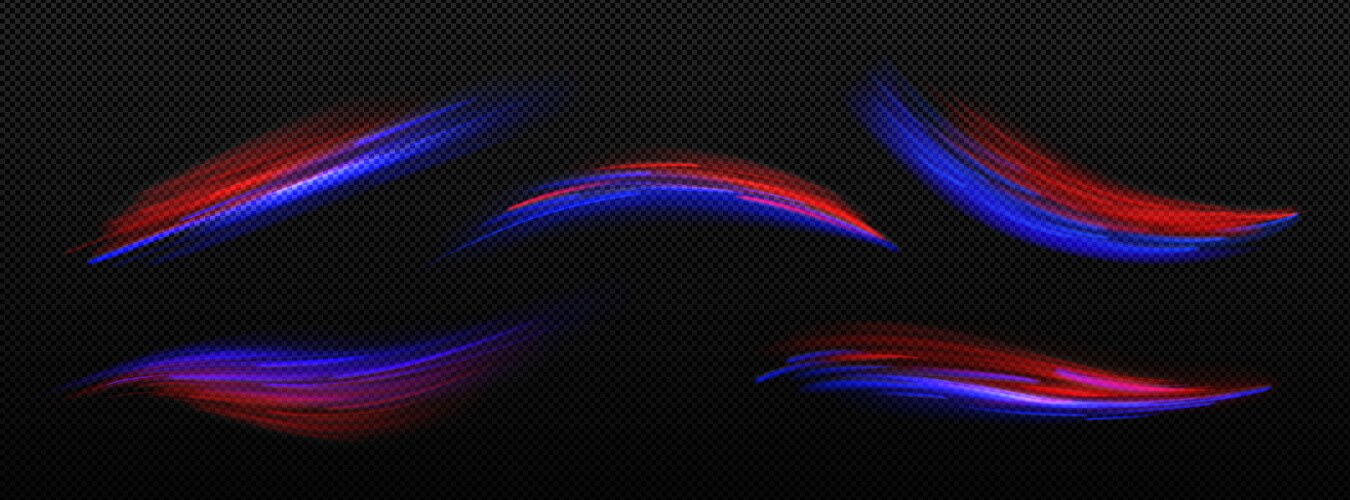 Speed motion light effect blue and red trails Vector Image