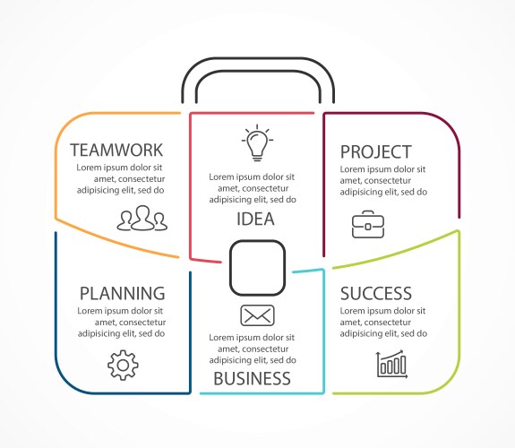 Briefcase infographic template for bag Royalty Free Vector