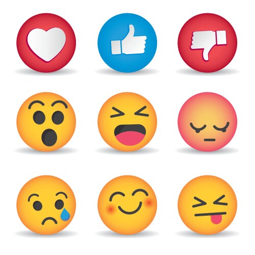 Funny cute flat style emoji emoticon icon set Vector Image