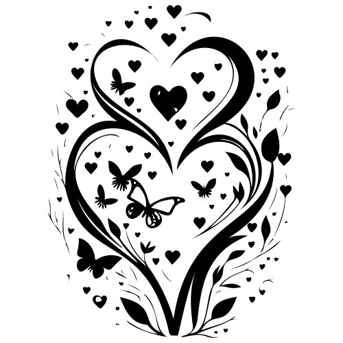 Love with butterfly valentine draw Royalty Free Vector Image