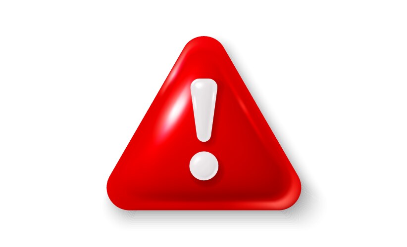 Red danger warning triangle 3d icon alert Vector Image