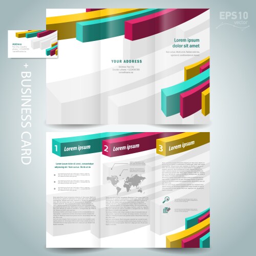 Colored 3d line squares brochure design template Vector Image