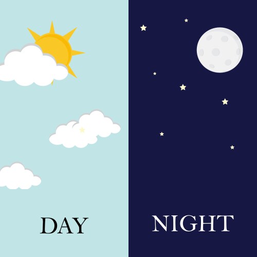 Opposite adjectives words with day and night Vector Image