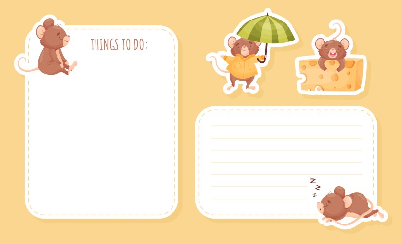 Empty note card with cute little mouse character Vector Image