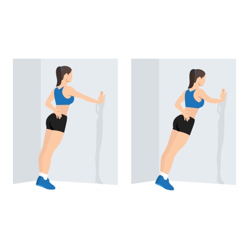 Woman doing wall push up standing press Royalty Free Vector