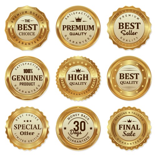 Set of gold business contact icons Royalty Free Vector Image