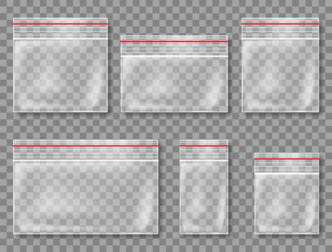 Food empty plastic packaging bag icon set Vector Image