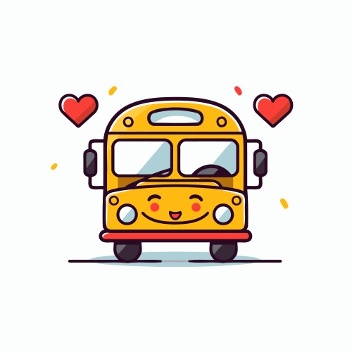 Cute boy driving school bus flat cartoon Vector Image