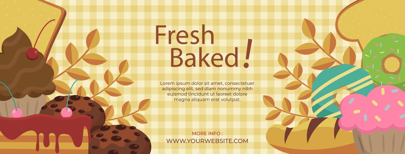 Gradient bakery shop facebook cover Royalty Free Vector