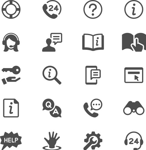 Black and white customer support icon set Vector Image