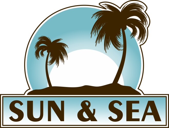 Sea turtle under the coconut tree Royalty Free Vector Image