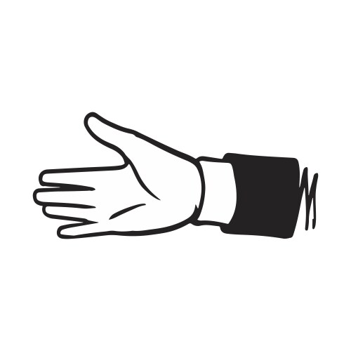 Pointing hand direction sign in black and white Vector Image