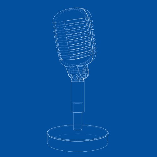 Outline vintage microphone Royalty Free Vector Image