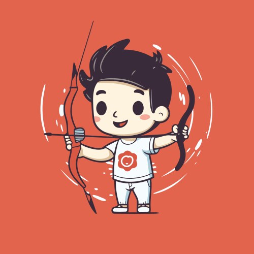 Cute boy with bow and arrow cartoon character Vector Image
