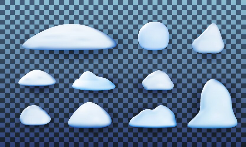 Big set of snow icicles and cap isolated Vector Image