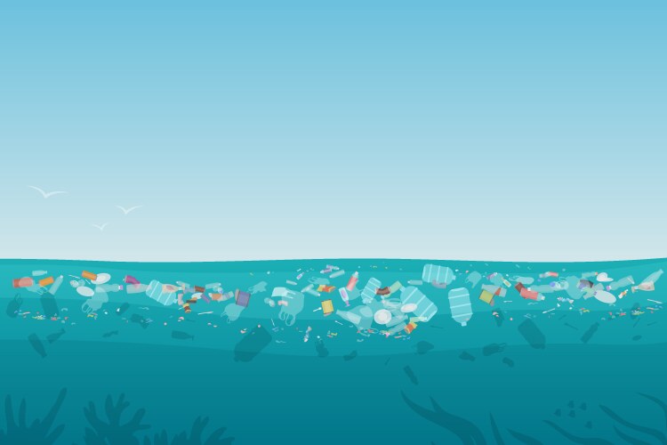 Sea garbage plastic trash floating in water Vector Image