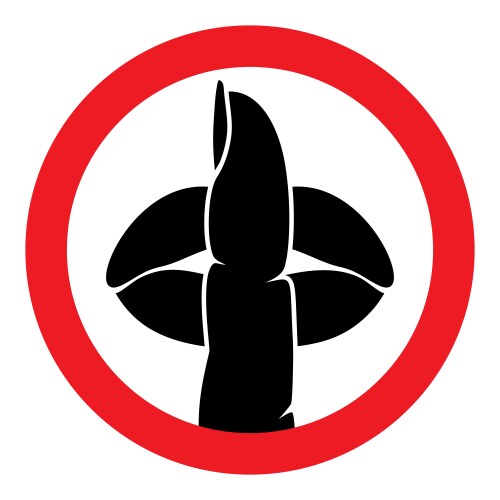 Lips hush silence finger gesture Royalty Free Vector Image