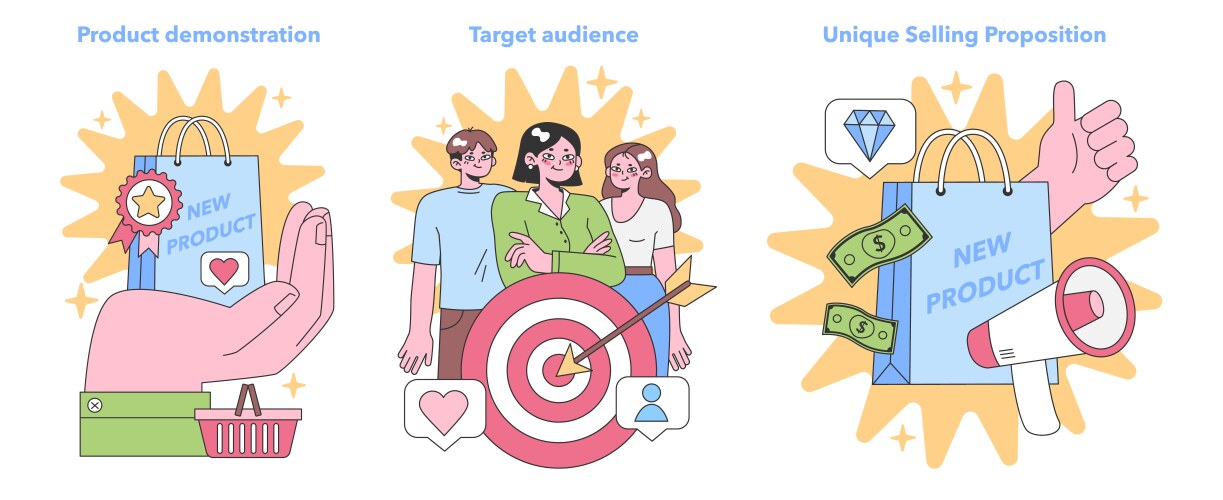 Marketing strategies set visual scenarios Vector Image