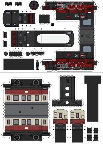 Paper model an old diesel train Royalty Free Vector Image
