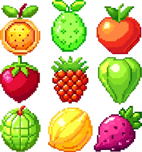 Pixel Art Fruit Vector Images (over 1,200)