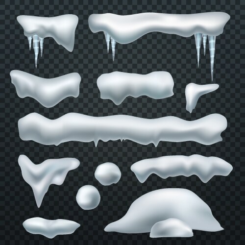 Snow caps snowballs set snowdrifts collection Vector Image