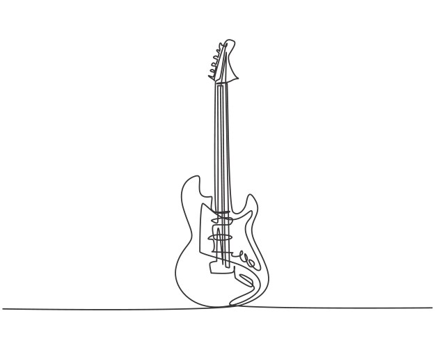 One single line drawing wooden acoustic guitar Vector Image
