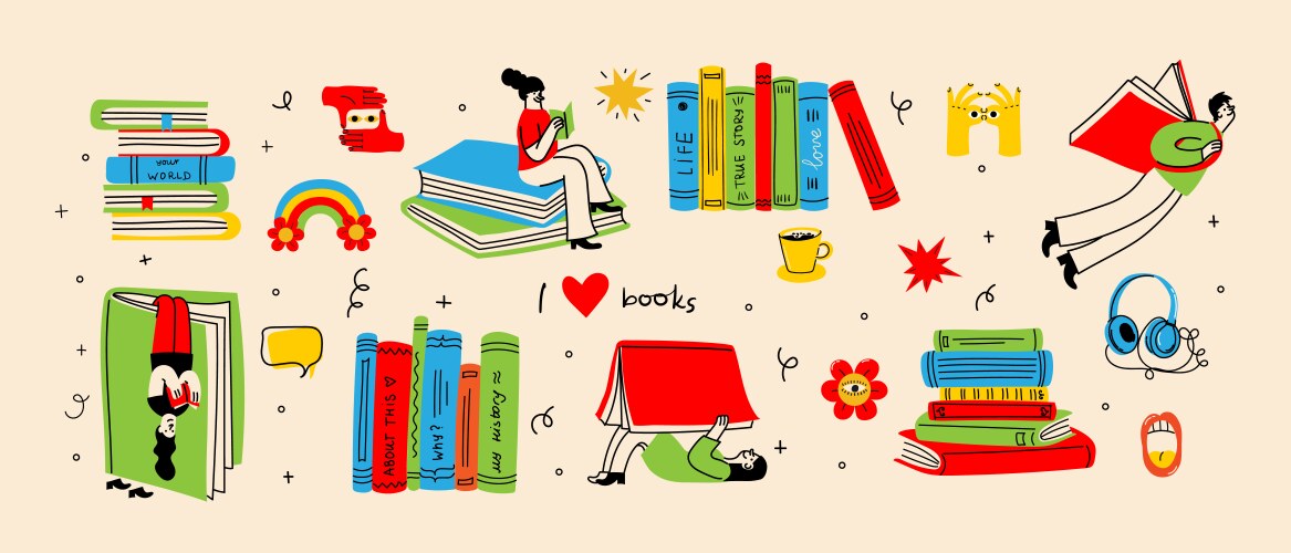 World book day graphics - week events modern Vector Image