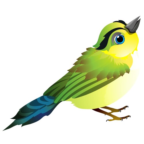 Cute animated bird isolated on white background Vector Image