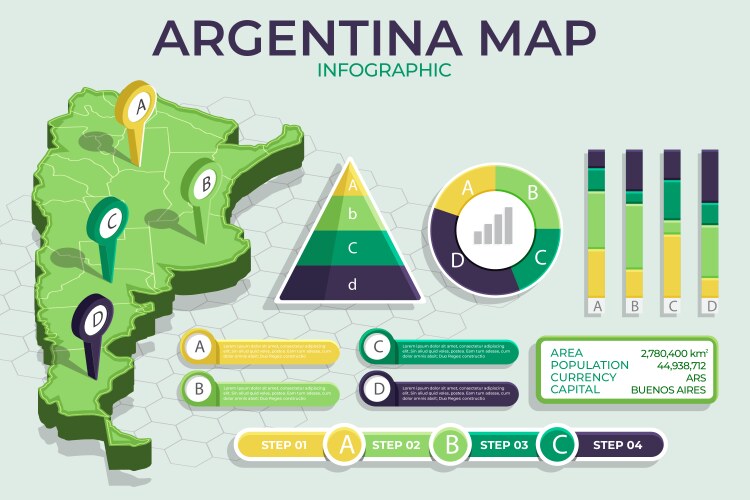 Gradient argentina map infographic Royalty Free Vector Image