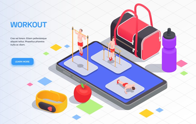 Squats isometric workout background Royalty Free Vector