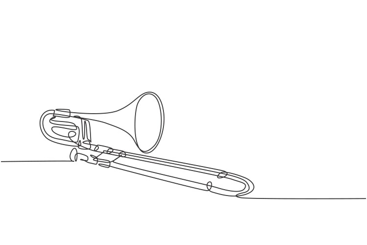 One single line drawing of luxury bass trombone Vector Image