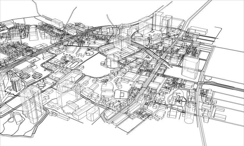 Hand drawn city plan sketch Royalty Free Vector Image