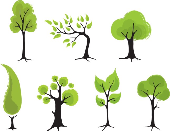 Autumn trees isolated on white Royalty Free Vector Image