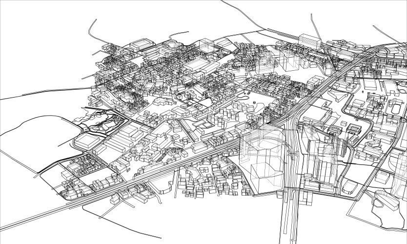 Hand drawn city plan sketch Royalty Free Vector Image