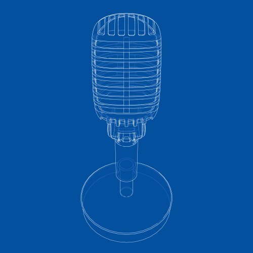 Outline vintage microphone Royalty Free Vector Image
