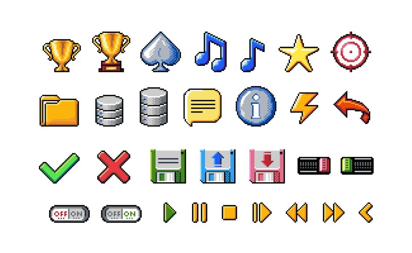 Pixel christmas icons set Royalty Free Vector Image