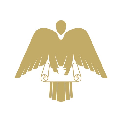 An angel gods herald holds a holy scroll Vector Image