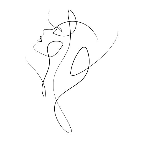 Beautiful female face line art drawing Royalty Free Vector