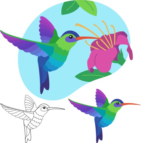 Cartoon smiling hummingbird Royalty Free Vector Image