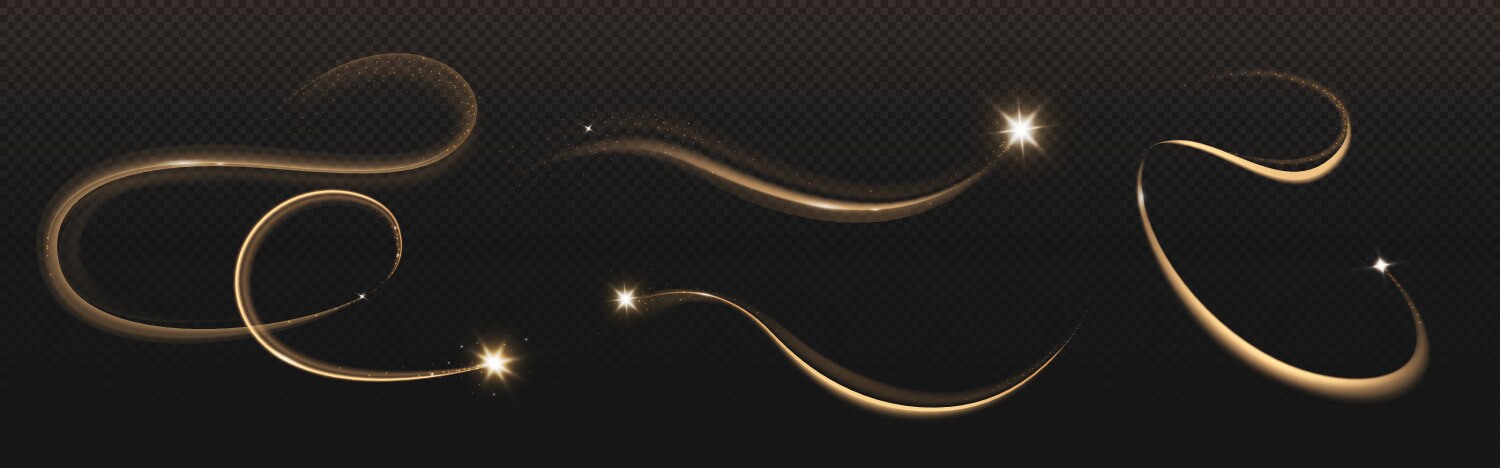 Gold star with curve trail line Royalty Free Vector Image