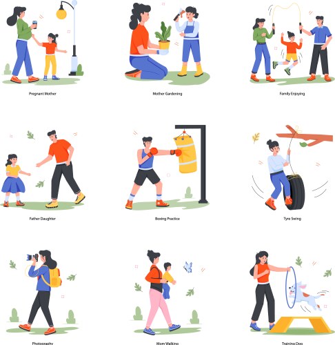 Park activities flat Royalty Free Vector Image