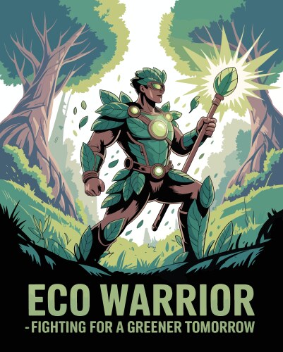 Eco warrior fighting for a greener tomorrow – Royalty-Free Vector ...