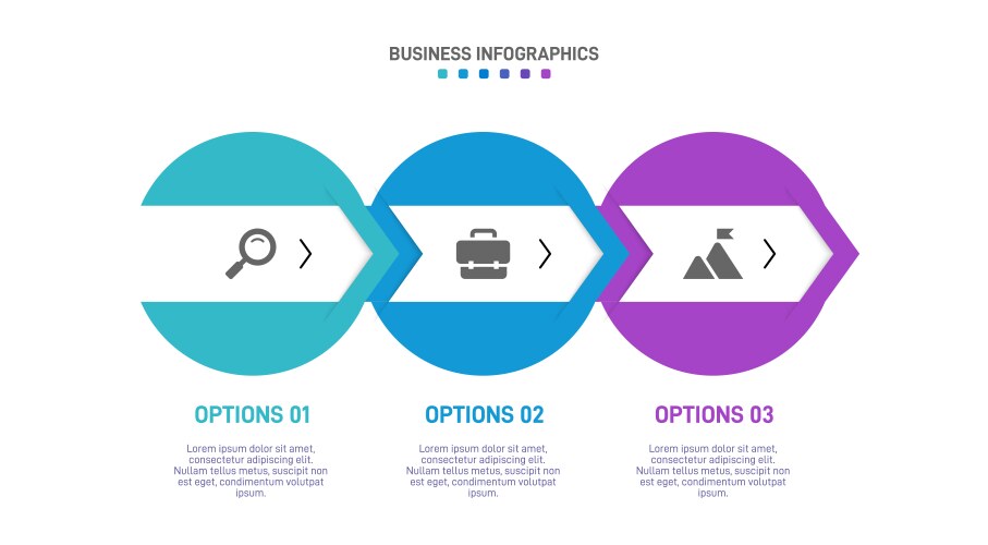 Horizontal progress bar featuring 3 arrow-shaped Vector Image
