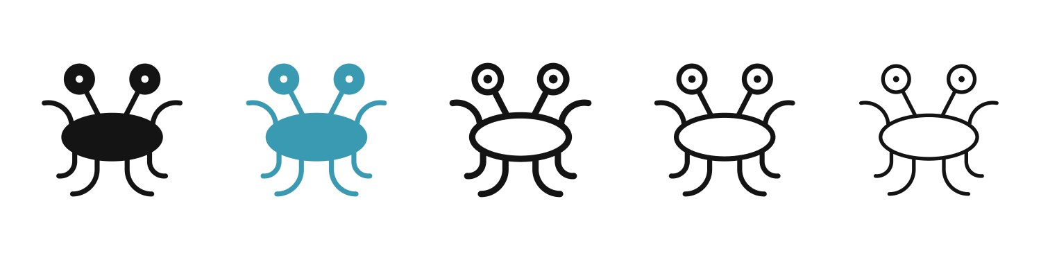 Spaghetti monster flying icon set in black Vector Image
