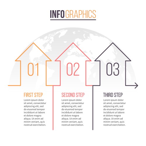 3 points steps arrow list flow diagram layout Vector Image
