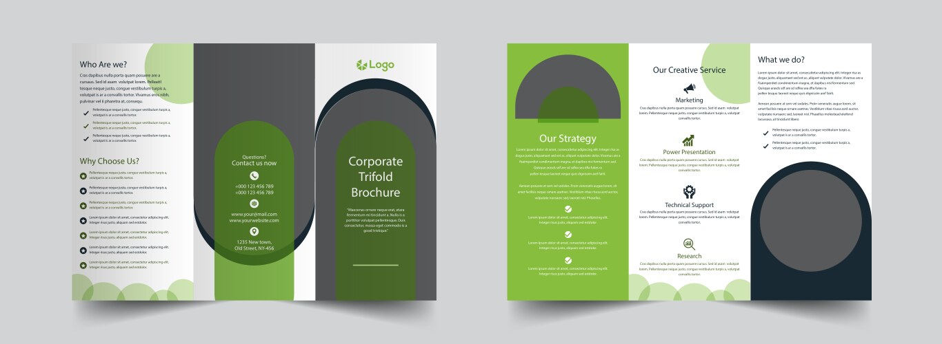 Creative blue trifold brochure design template Vector Image