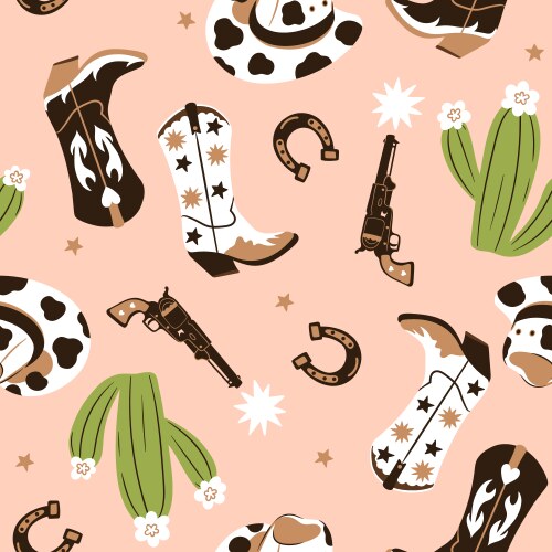 Seamless cowboy pattern Royalty Free Vector Image
