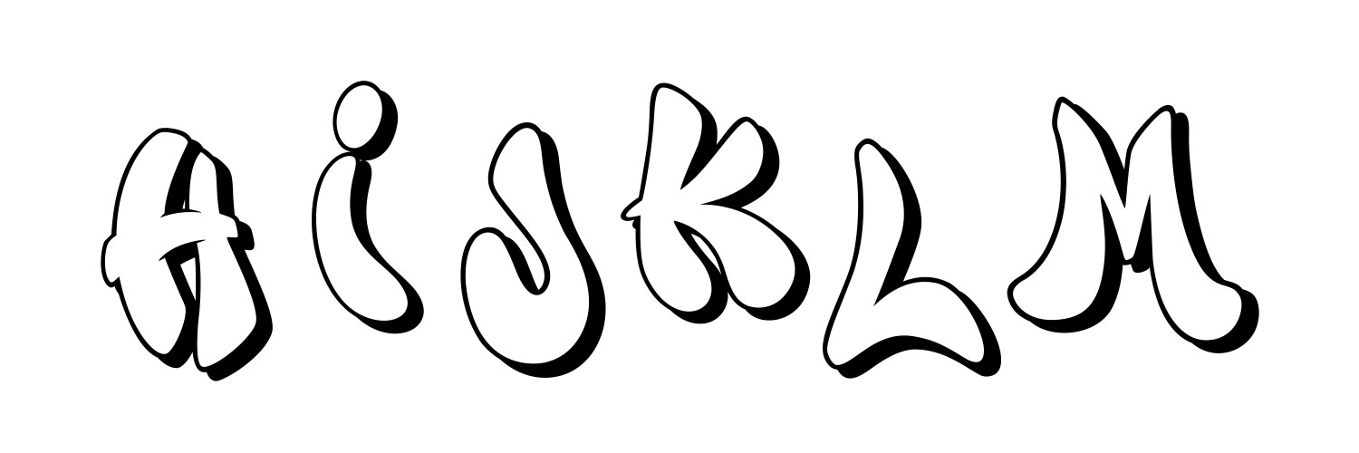 Handwritten graffiti font alphabet in black over Vector Image
