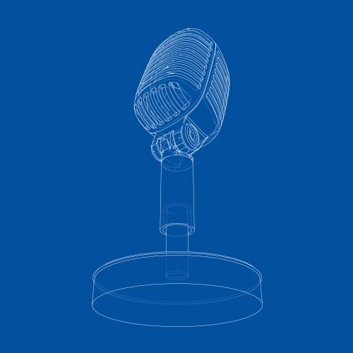 Outline vintage microphone Royalty Free Vector Image